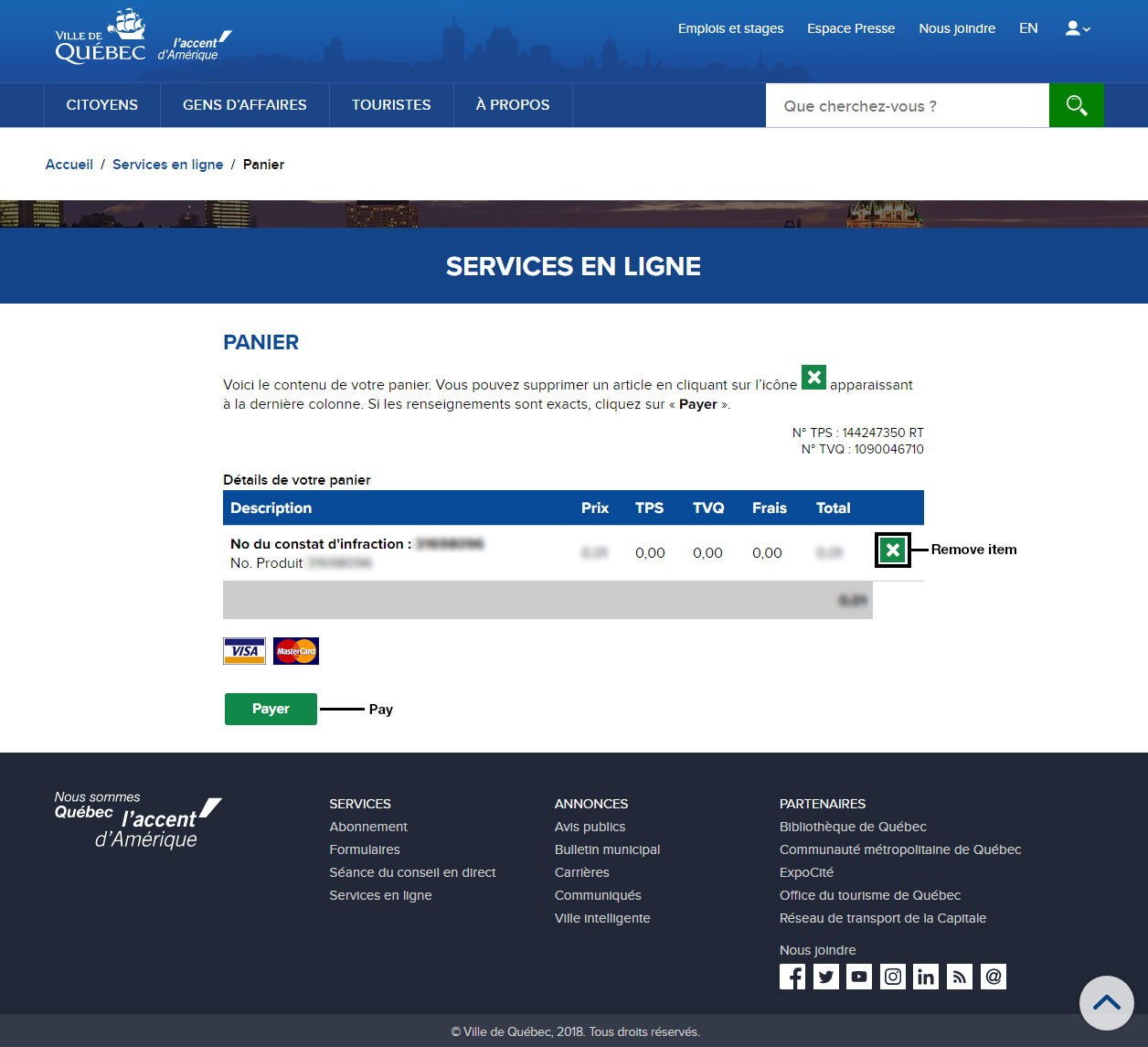 Ville de Québec - Paying tickets online: 5 easy steps