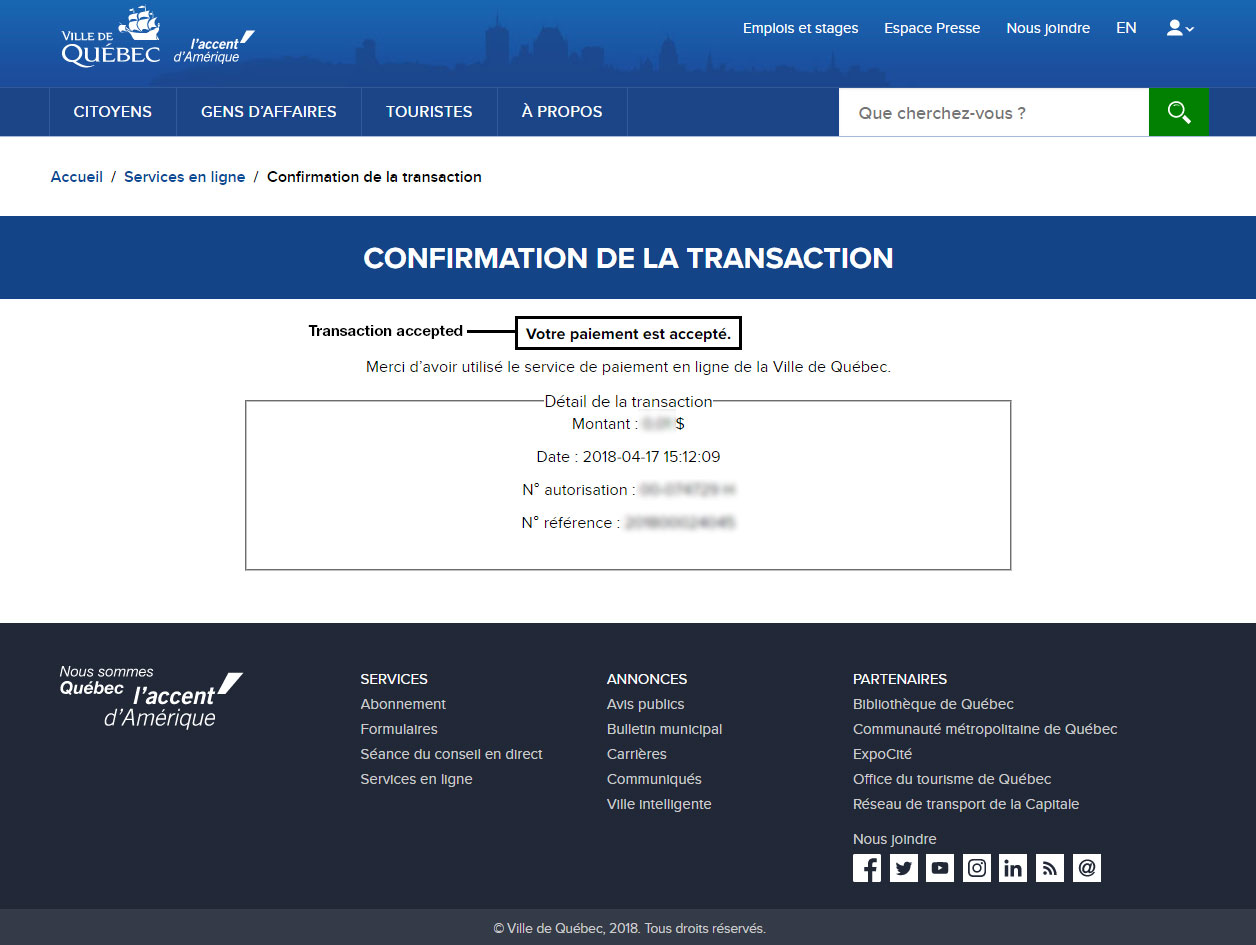 Ville de Québec - Paying tickets online: 5 easy steps